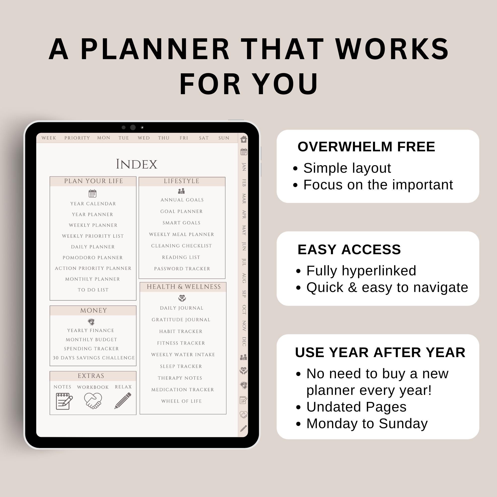ADHD Digital Planner, Undated ADHD Planner, iPad & Android Digital ...