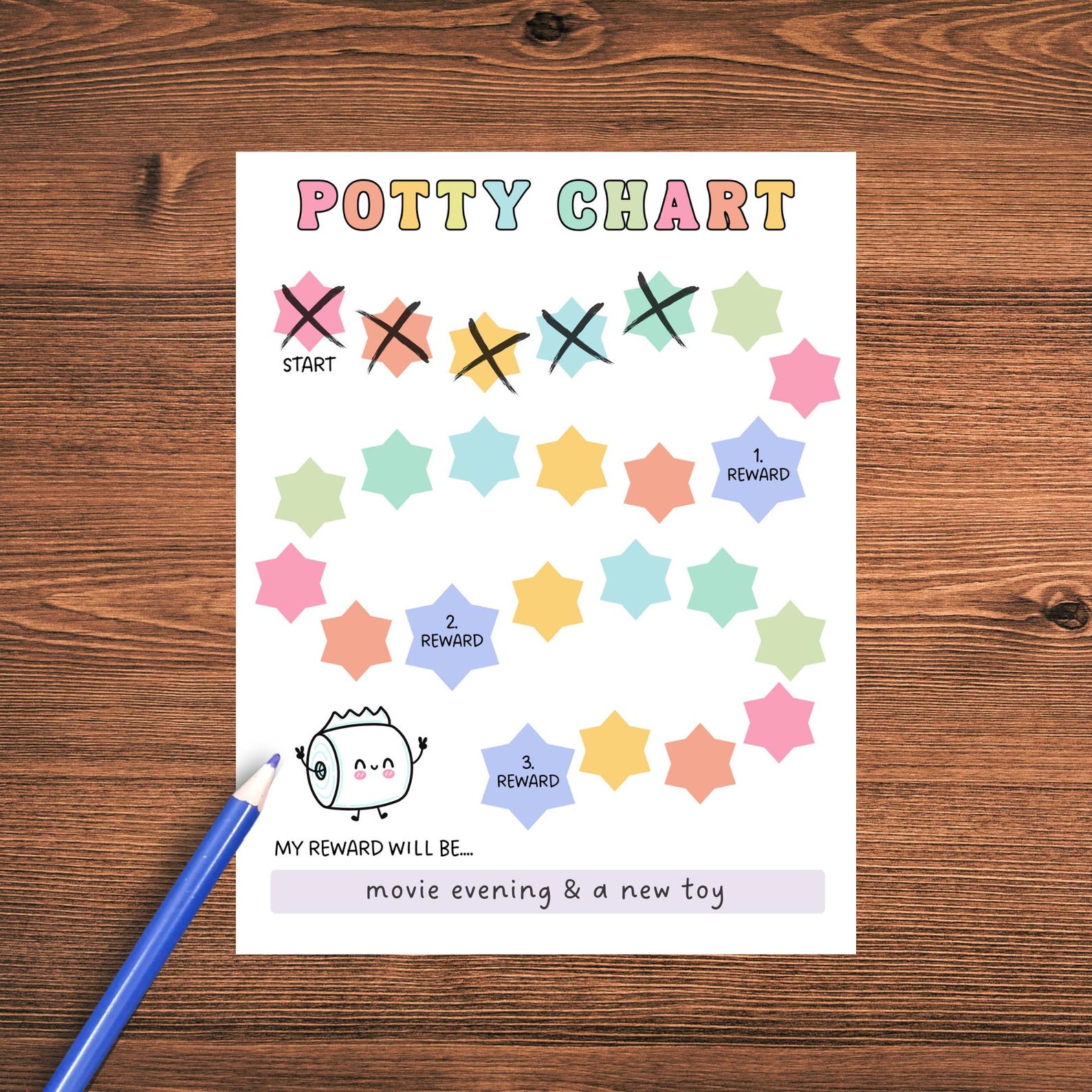 Potty Training Chart, Printable Toddler Potty Chart, Kids Reward Chart ...
