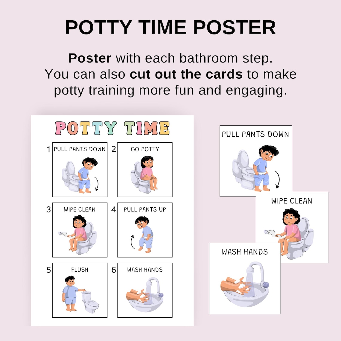 Potty Training Chart, Printable Toddler Potty Chart, Kids Reward Chart ...