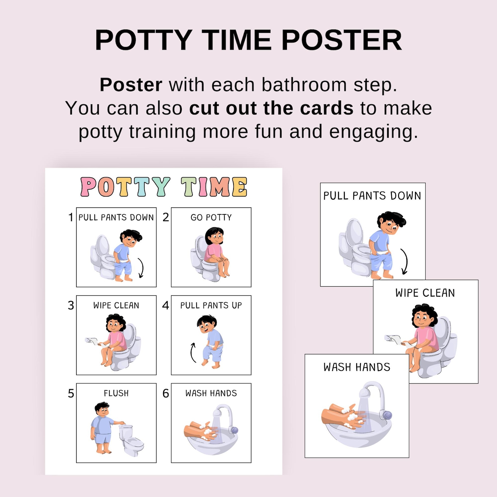 Potty Training Chart, Printable Toddler Potty Chart, Kids Reward Chart ...