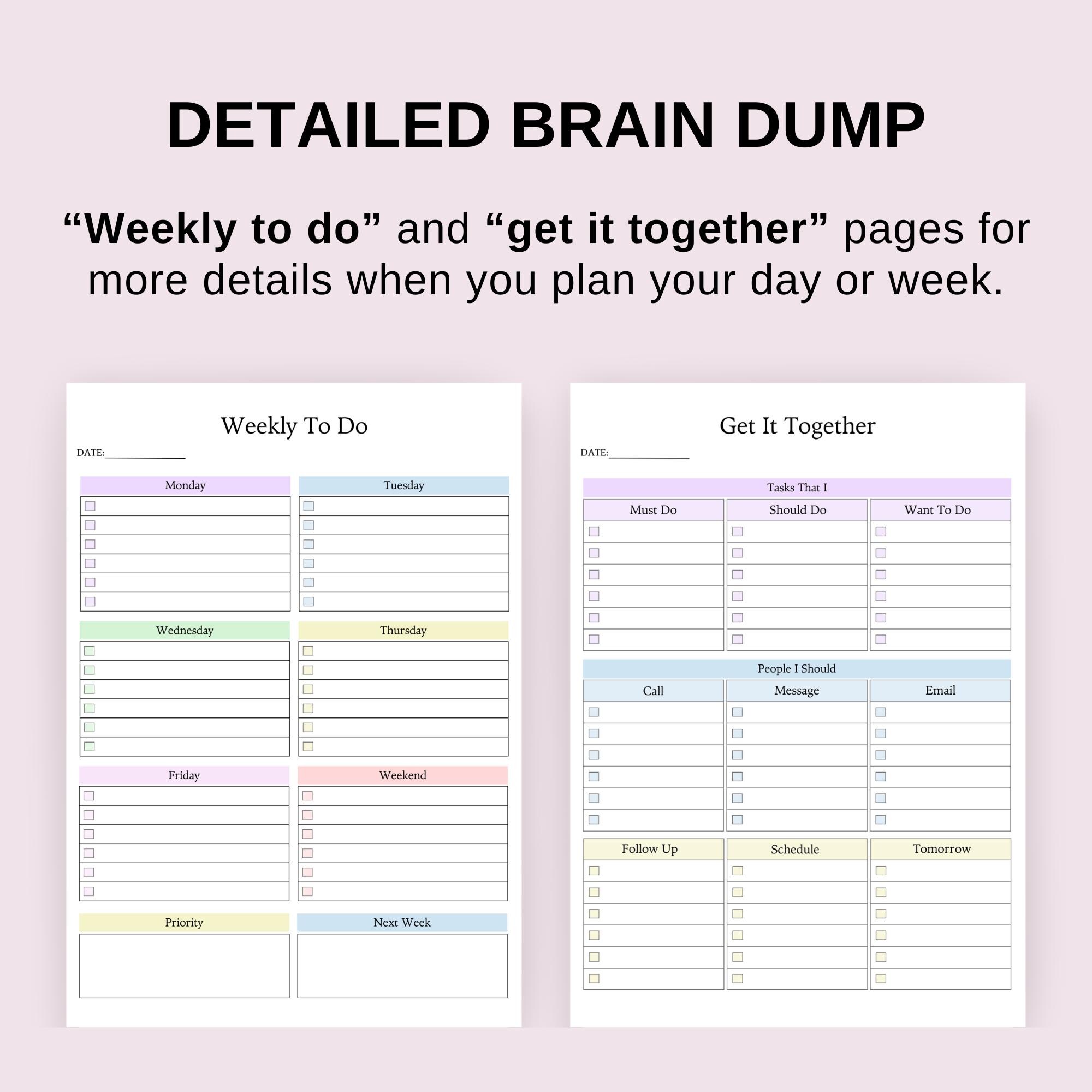 Editable ADHD Brain Dump Templates, Printable ADHD Planner, ADHD ...