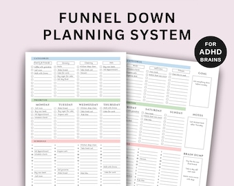 1-2-3 Funnel Down Planning System, Adult ADHD Planner, Executive ...