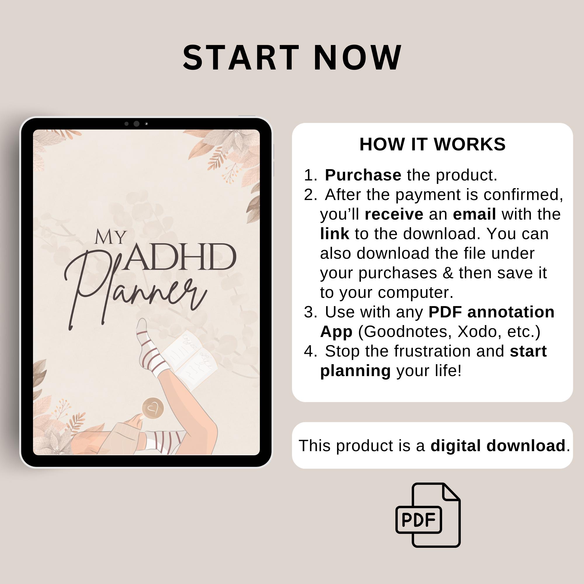 ADHD Digital Planner, Undated ADHD Planner, iPad & Android Digital ...