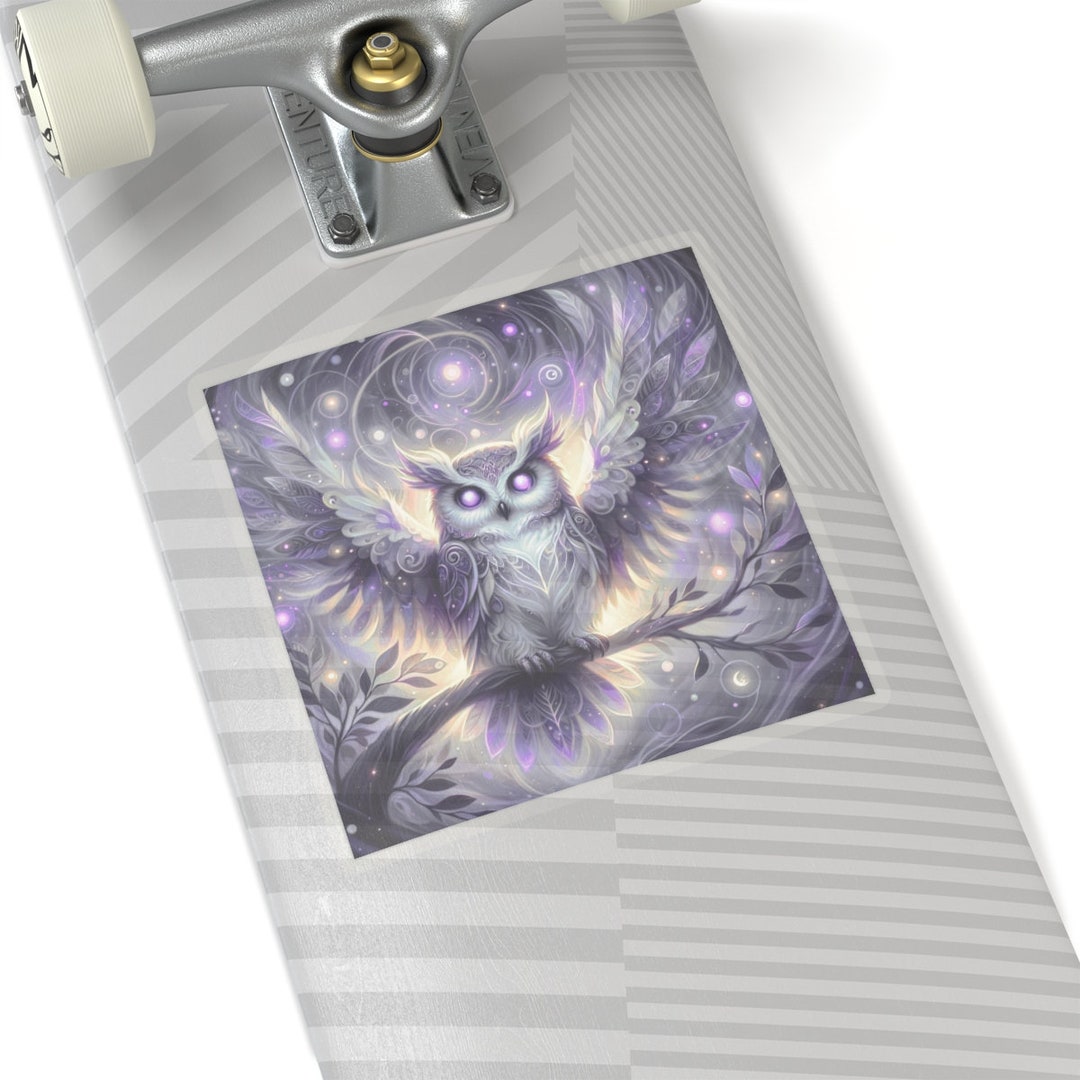 Ethereal Owl Sticker Glowing Eyes, Enchanted Forest, Mystical Bird ...