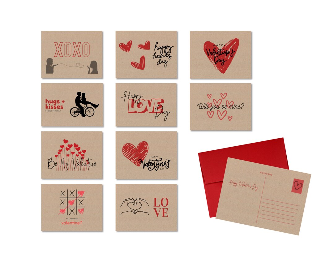 Valentine's Postcards (set of 10) - Etsy