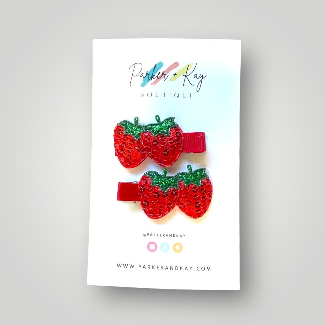 Sequin Strawberries Hair Clips - Etsy