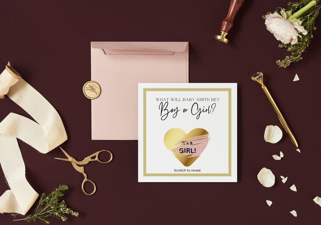 Classic Gender Reveal Scratch-off Card Gold - Etsy