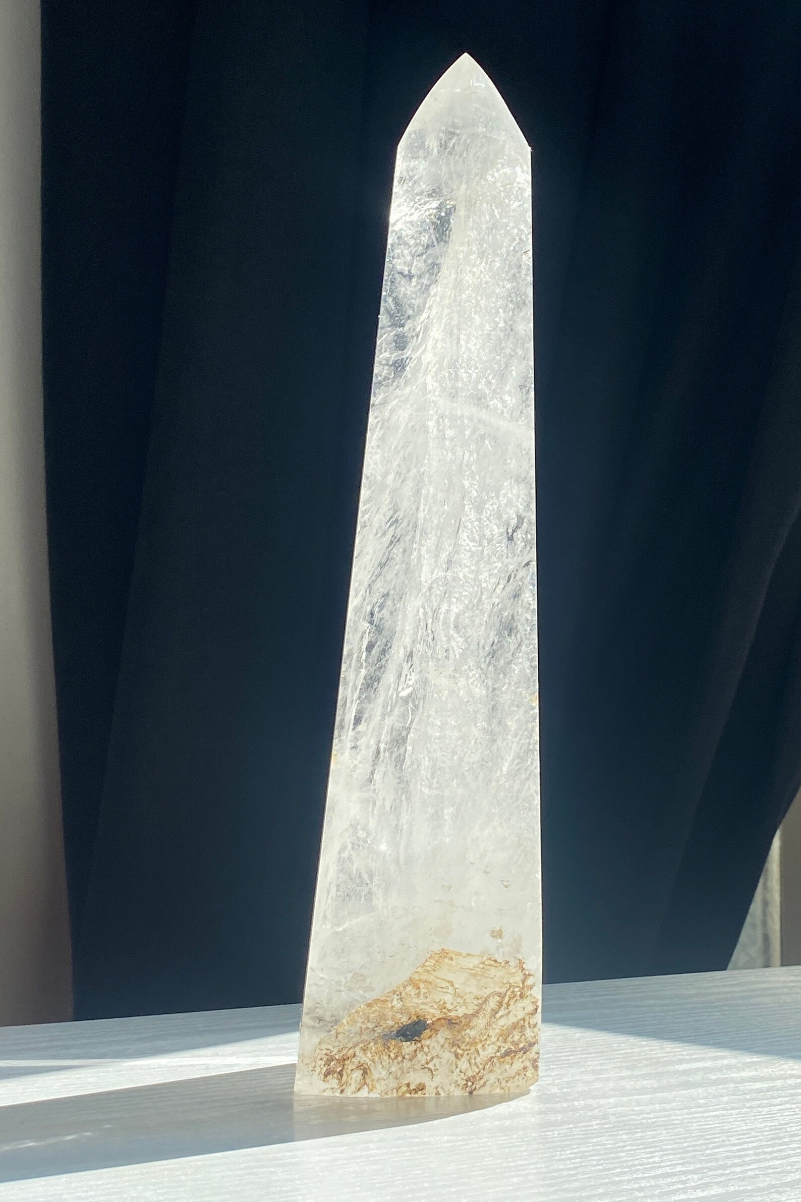 Large Clear Quartz Crystal Tower With Black Tourmaline and Rainbows - Etsy