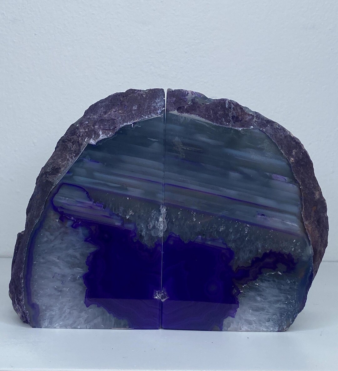 Purple Dyed Agate Crystal Bookends - Etsy