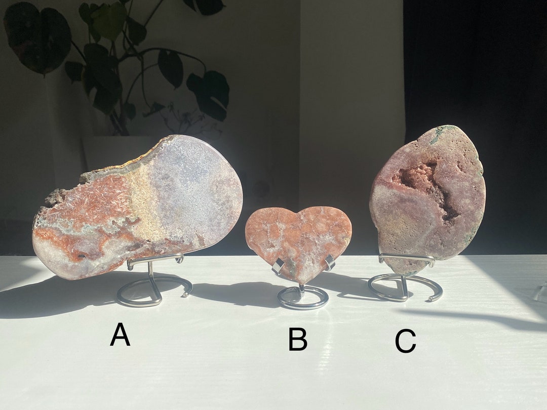 Pink Amethyst Crystal Slabs & Heart Carving - Etsy