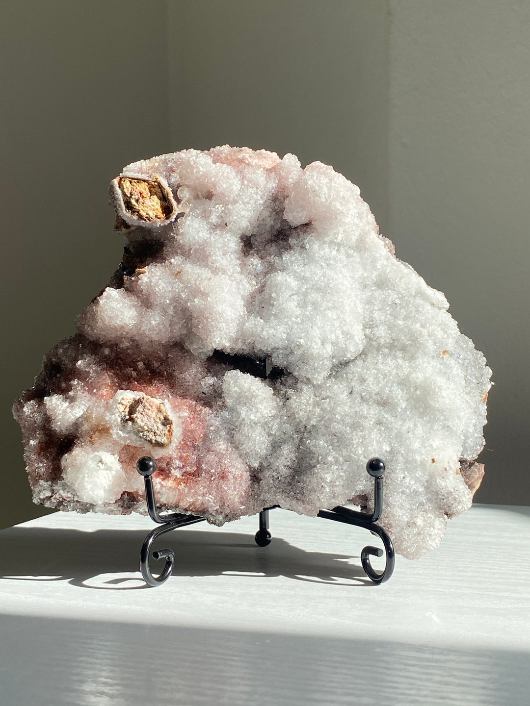 Pink Selenite Raw Crystal Specimen on Stand - Etsy