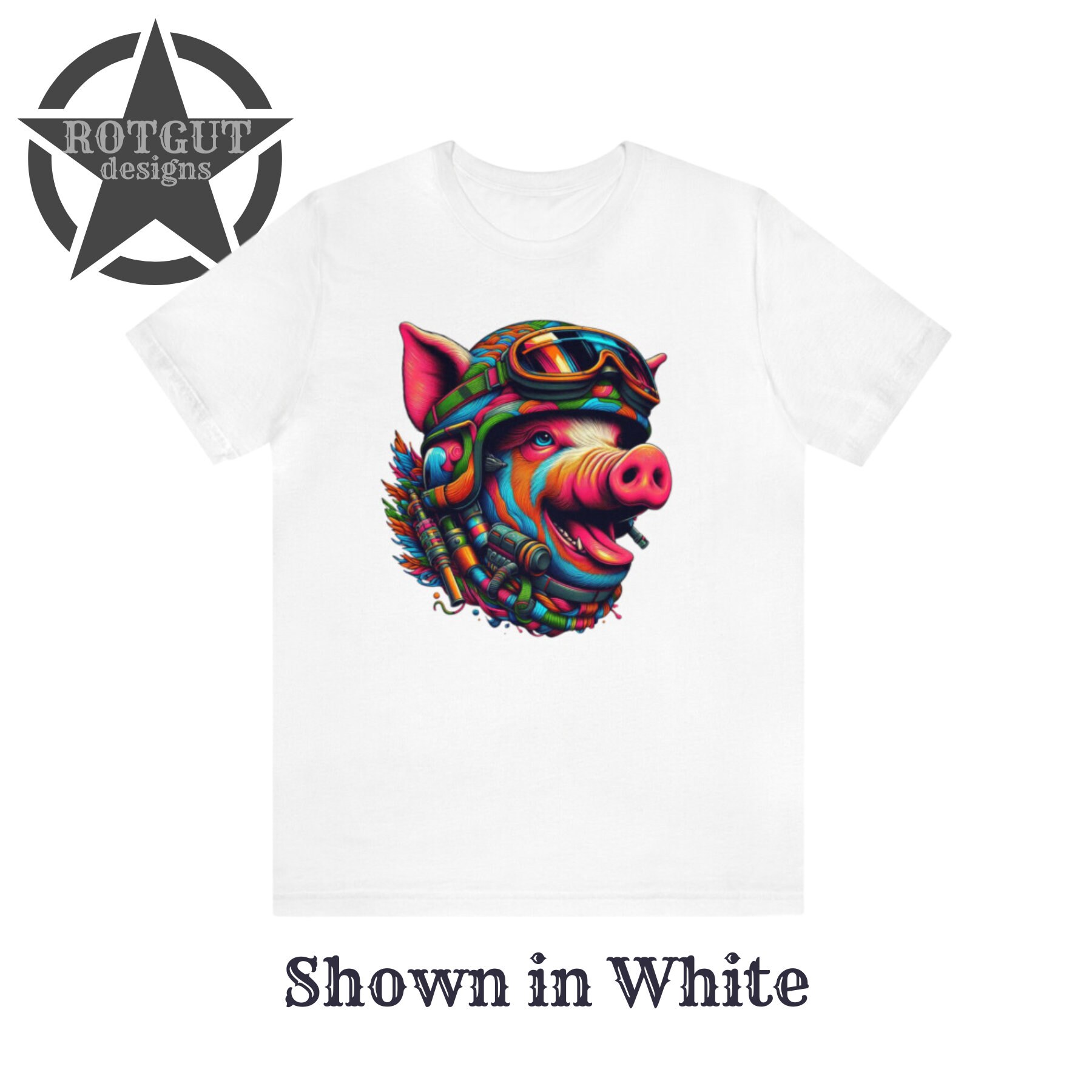 Psychedelic Pig Tee-special Forces Pig Shirt-colorful Pig Tee-ai Design ...
