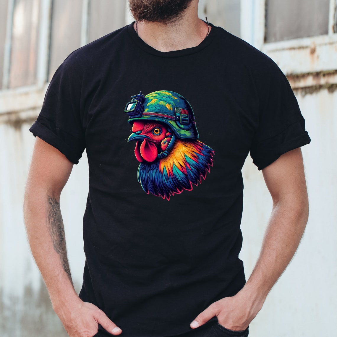 Psychedelic Rooster Tee-special Forces Rooster Shirt-colorful Rooster ...