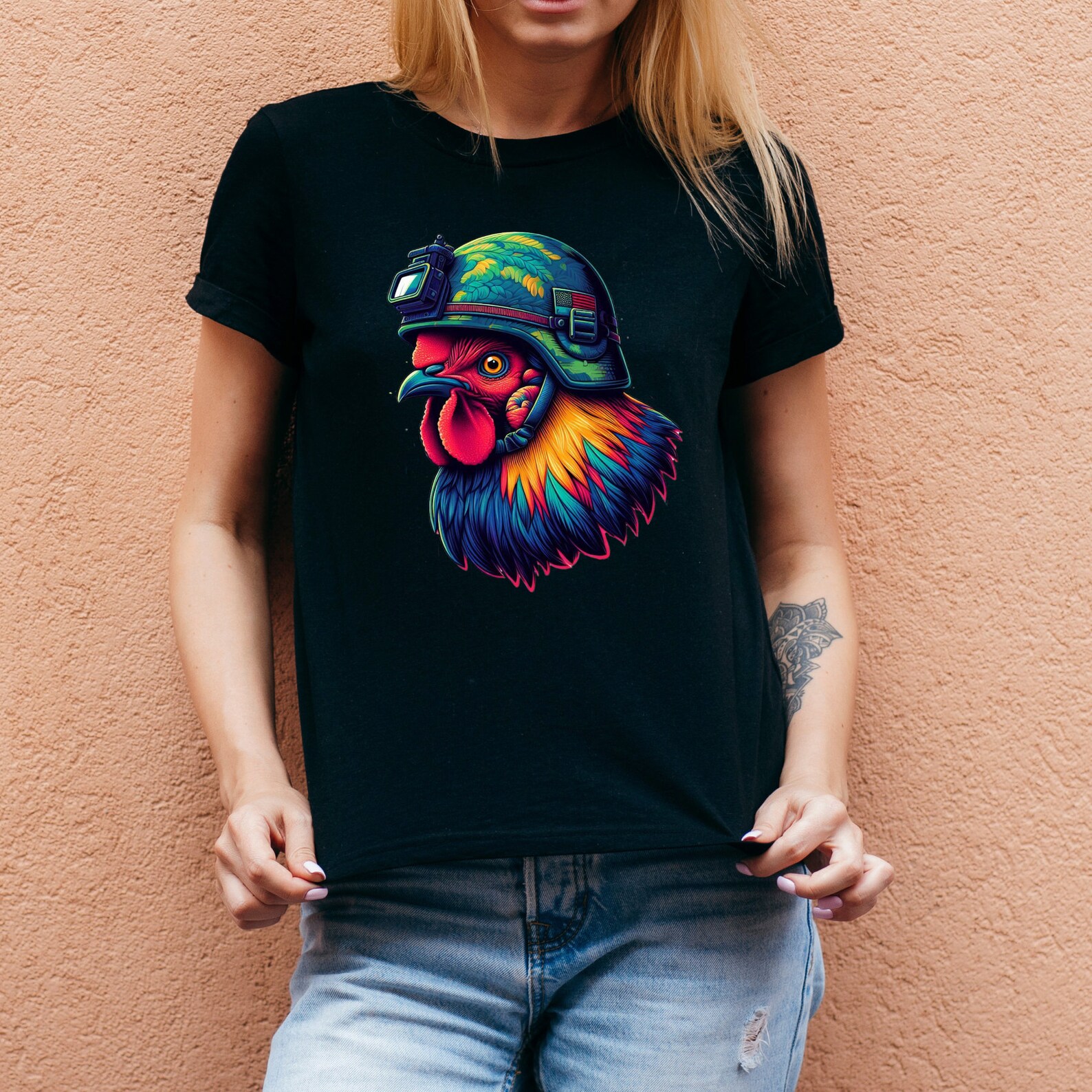 Psychedelic Rooster Tee-special Forces Rooster Shirt-colorful Rooster ...