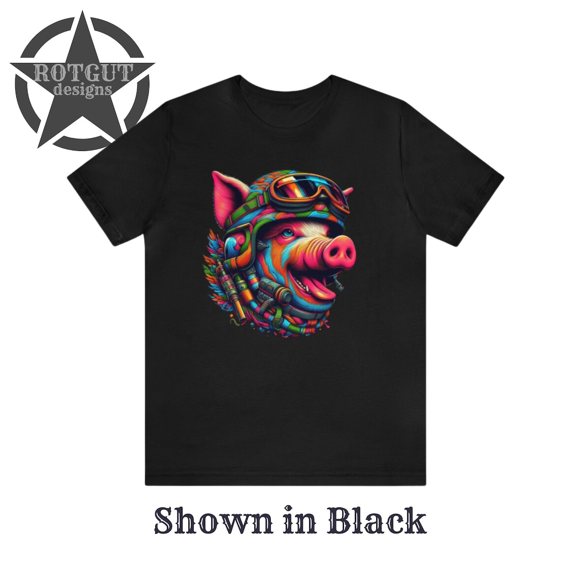Psychedelic Pig Tee-special Forces Pig Shirt-colorful Pig Tee-ai Design ...