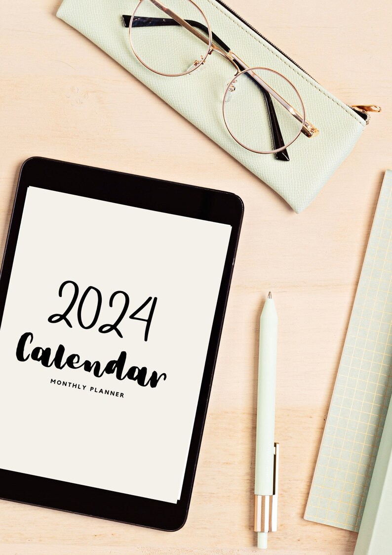 2024 Minimalist Calendar 2024 Monthly Planner Sunday Start 2024 Elegant ...