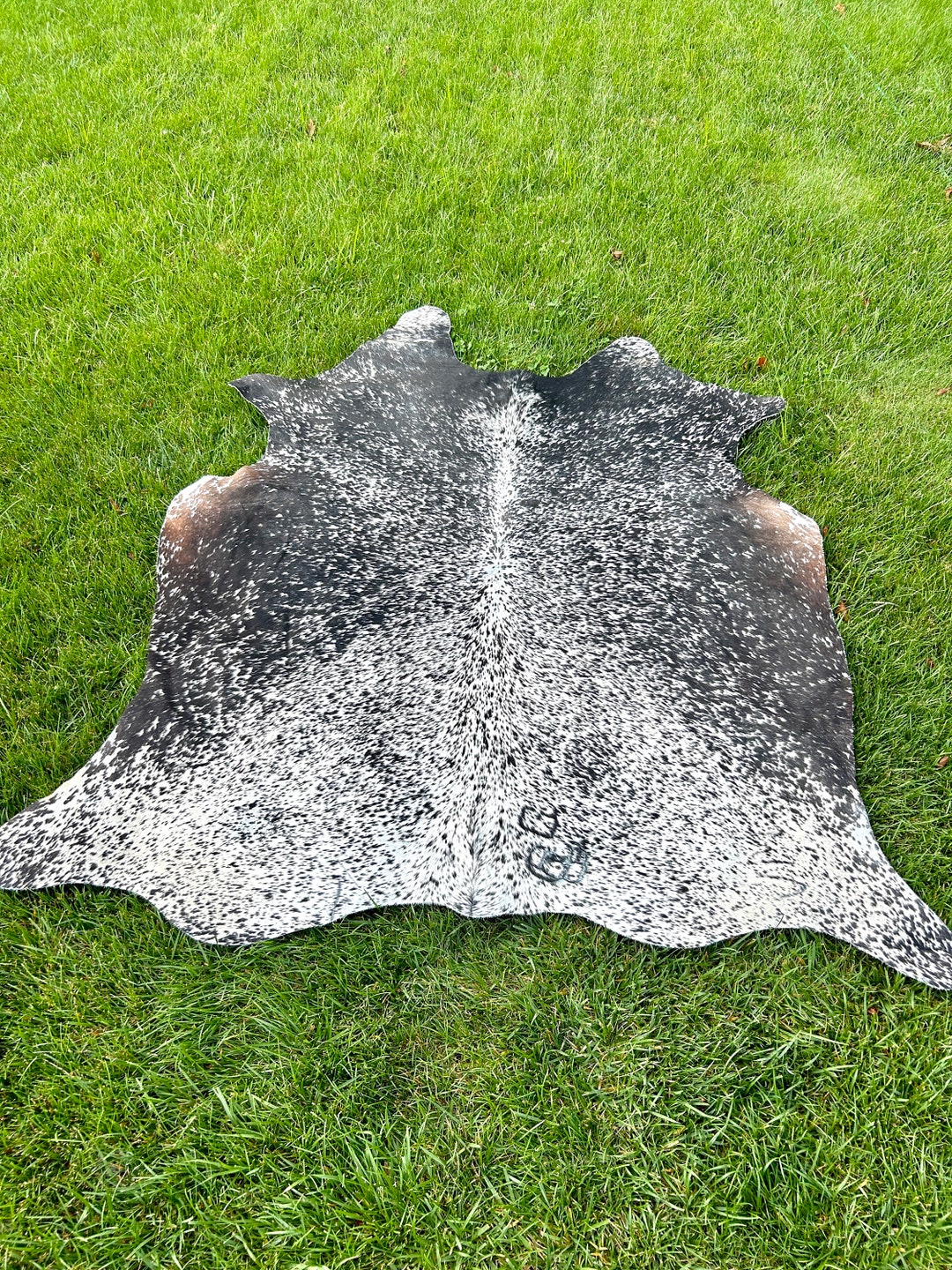 Genuine Tricolor Salt & Pepper Black Cowhide Rug, Speckled Brazilian ...