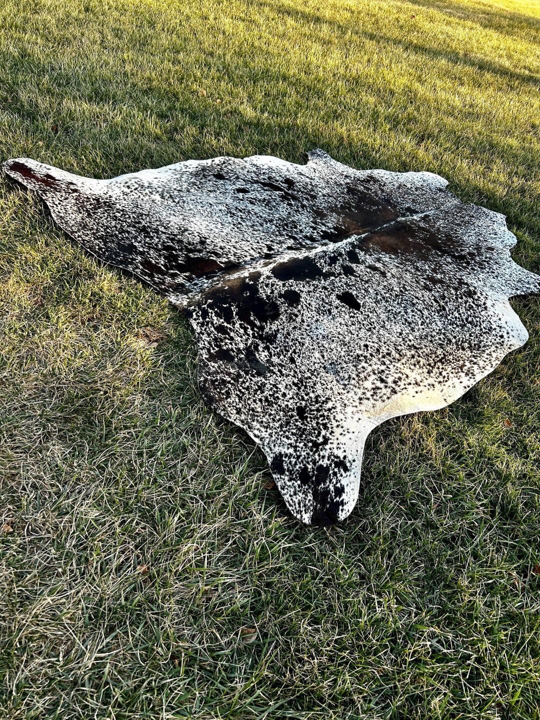 Genuine Black Salt and Pepper Cowhide Rug, Speckled Brazilian Cow Hide ...