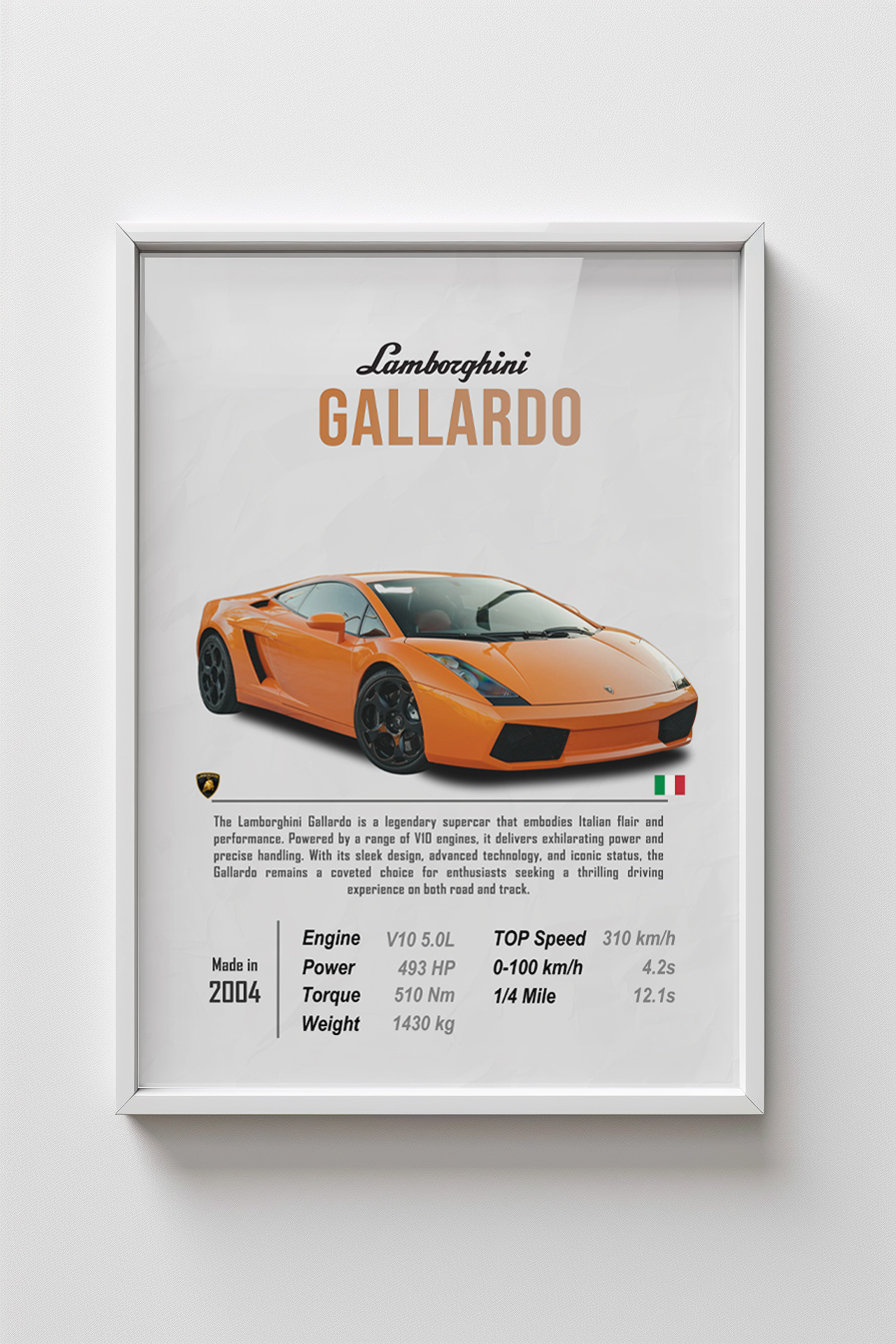 Lamborghini Gallardo Poster, Lambo Poster, Car Poster, Car Posters ...