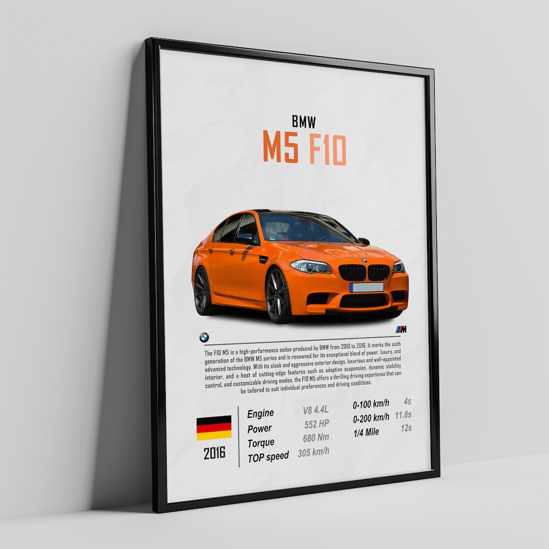 BMW M5 F10, BMW Poster, F10, M5 F10, Car Poster, Car Posters, Digital ...