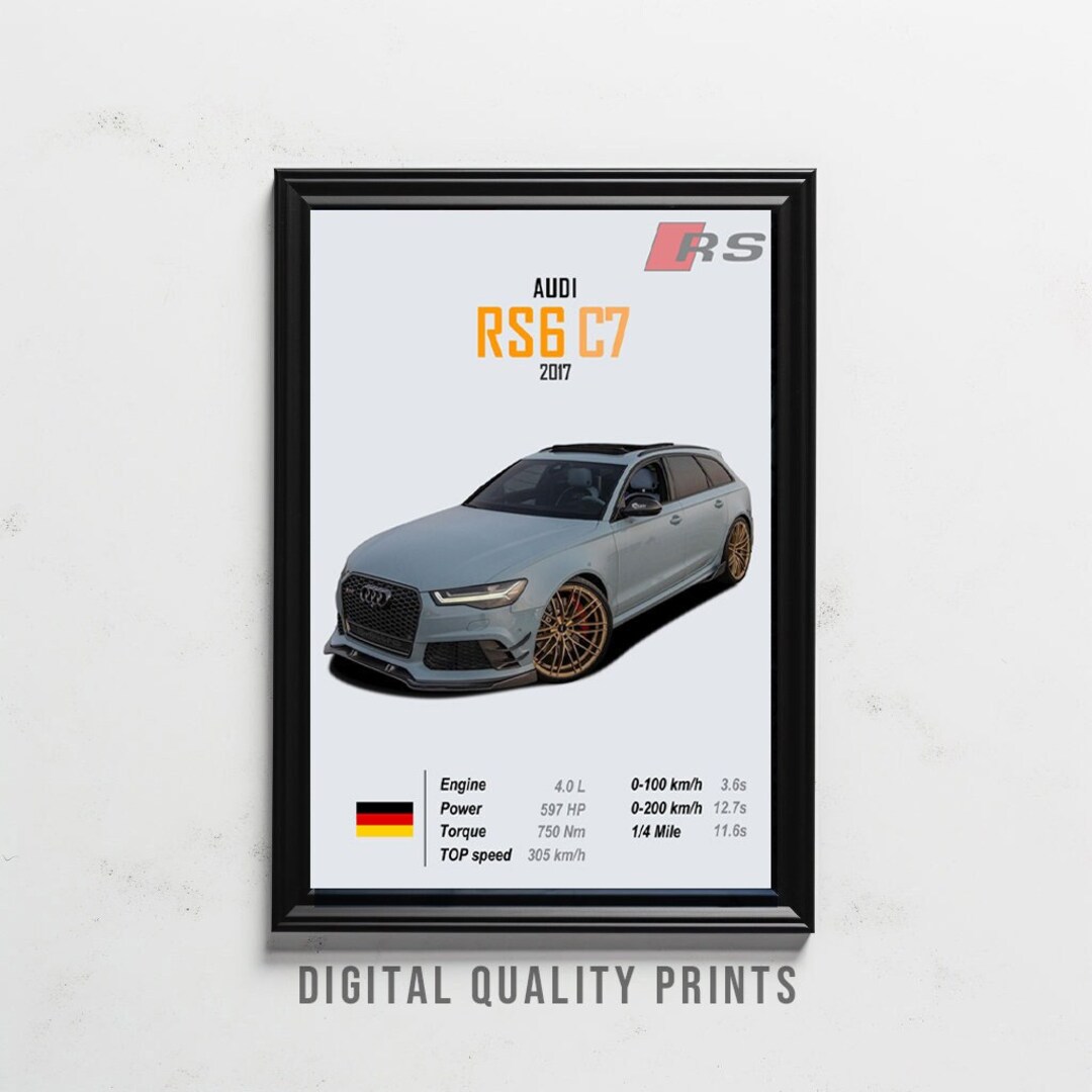 Audi RS6 C7 Poster, RS6 Poster, Set of 2, Dark and Light Theme, Digital ...