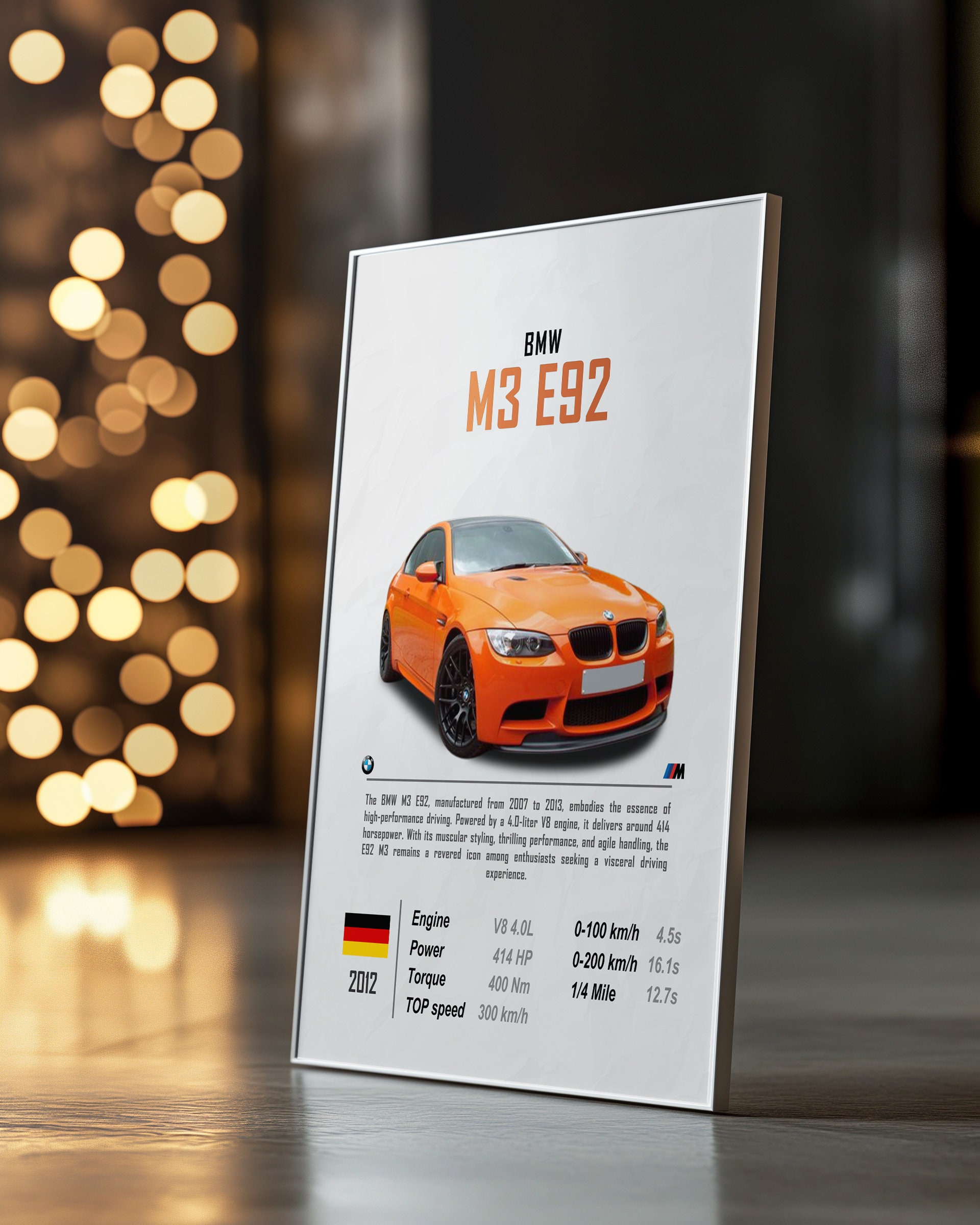 BMW M3 E92 Poster: Car Enthusiast Wall Art (digital Download) - Etsy