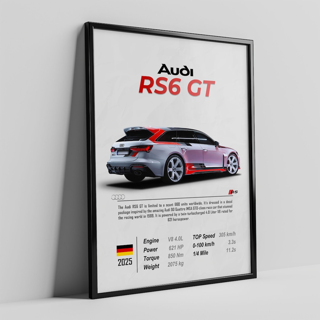 Audi RS6 Poster, Audi Poster, RS 6, RS6 GT, Light Theme, Digital Art ...