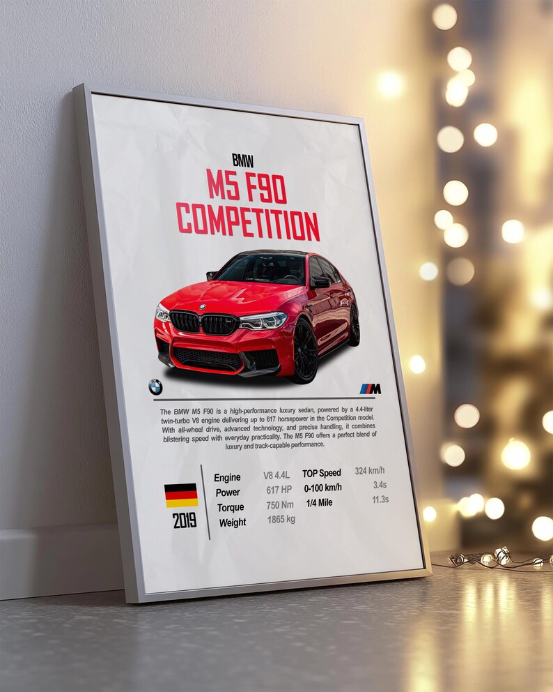 BMW M5 F90 Competition Car Poster: Automotive Wall Art (digital ...