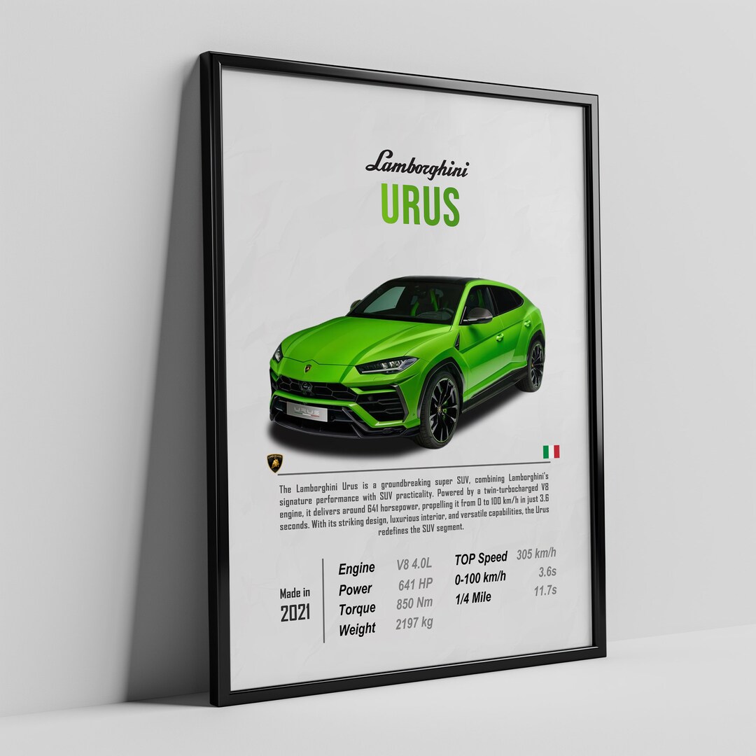Lamborghini Urus Poster, Lambo Poster, Car Poster, Car Posters, Digital ...