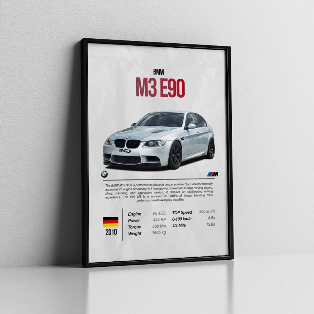 BMW M3 E90 Poster: Car Enthusiast Wall Art (digital Download) - Etsy