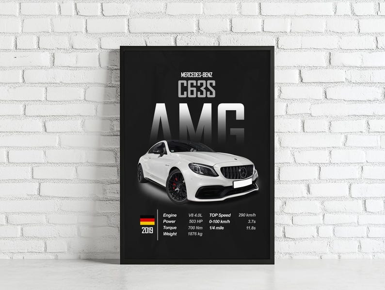 Mercedes C63S AMG Poster Digital Download | AMG Wall Art | Sport Sedan ...
