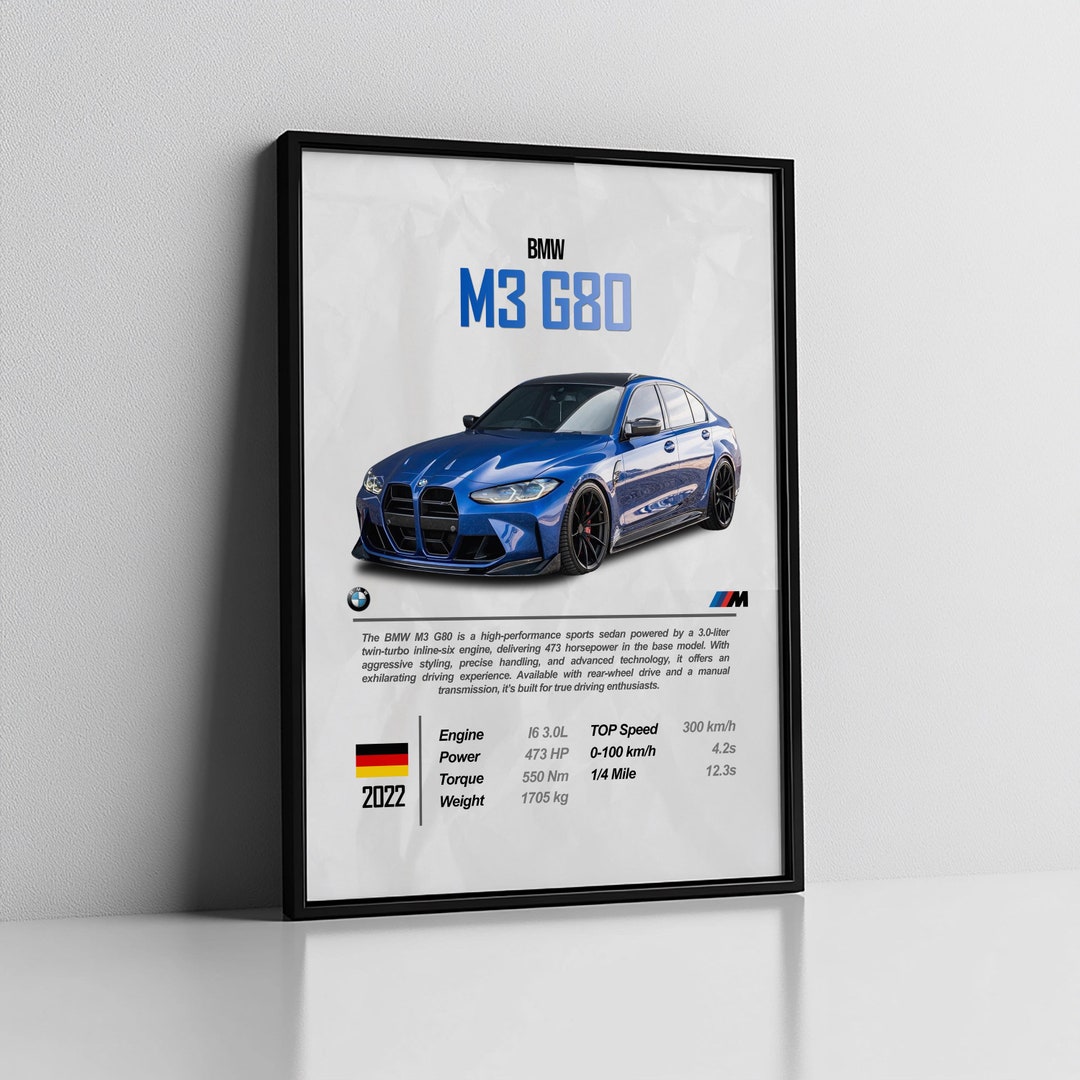 BMW M3 G80 Poster: San Marino Blue Car Print (digital Download) - Etsy