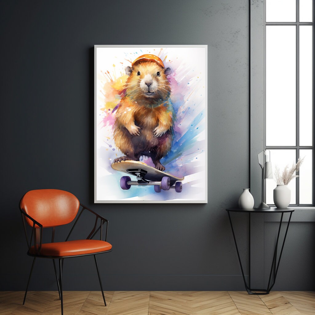 Watercolor Capybara Digital PRINTABLE Art Colorful Capybara Animal ...