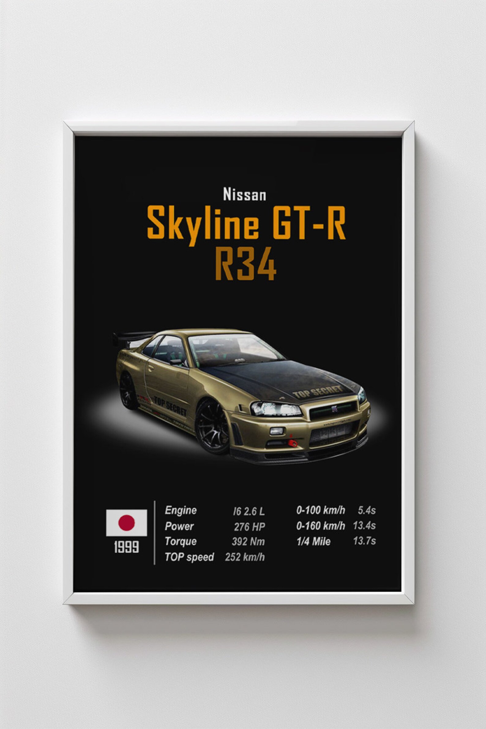 Nissan Skyline GT-R R34 Poster, GTR, Car Poster, Car Posters, Digital ...