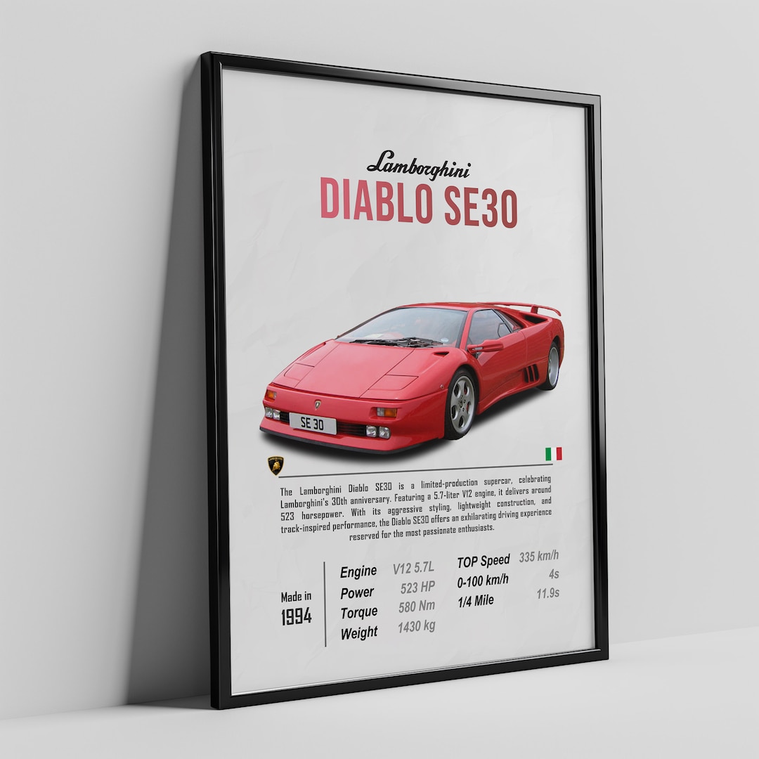 Lamborghini Diablo Poster, Lambo Poster, Car Poster, Car Posters ...