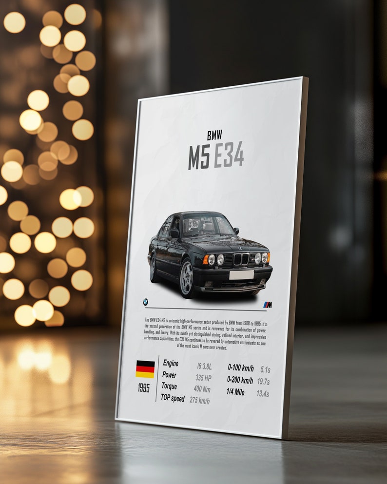 BMW M5 E34, BMW Poster, E34, Car Poster, Car Posters, Digital ...
