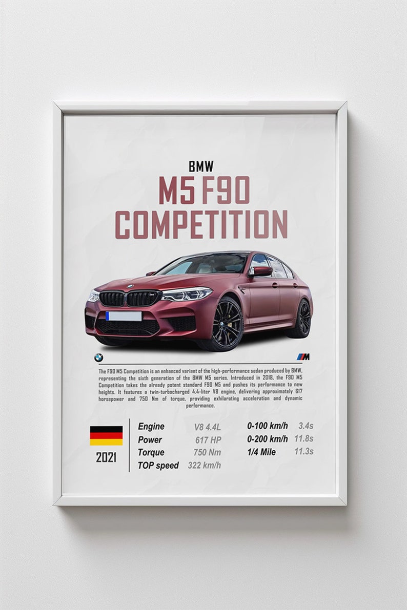 BMW M5 F90 Competition Poster: Car Enthusiast Wall Art (digital ...