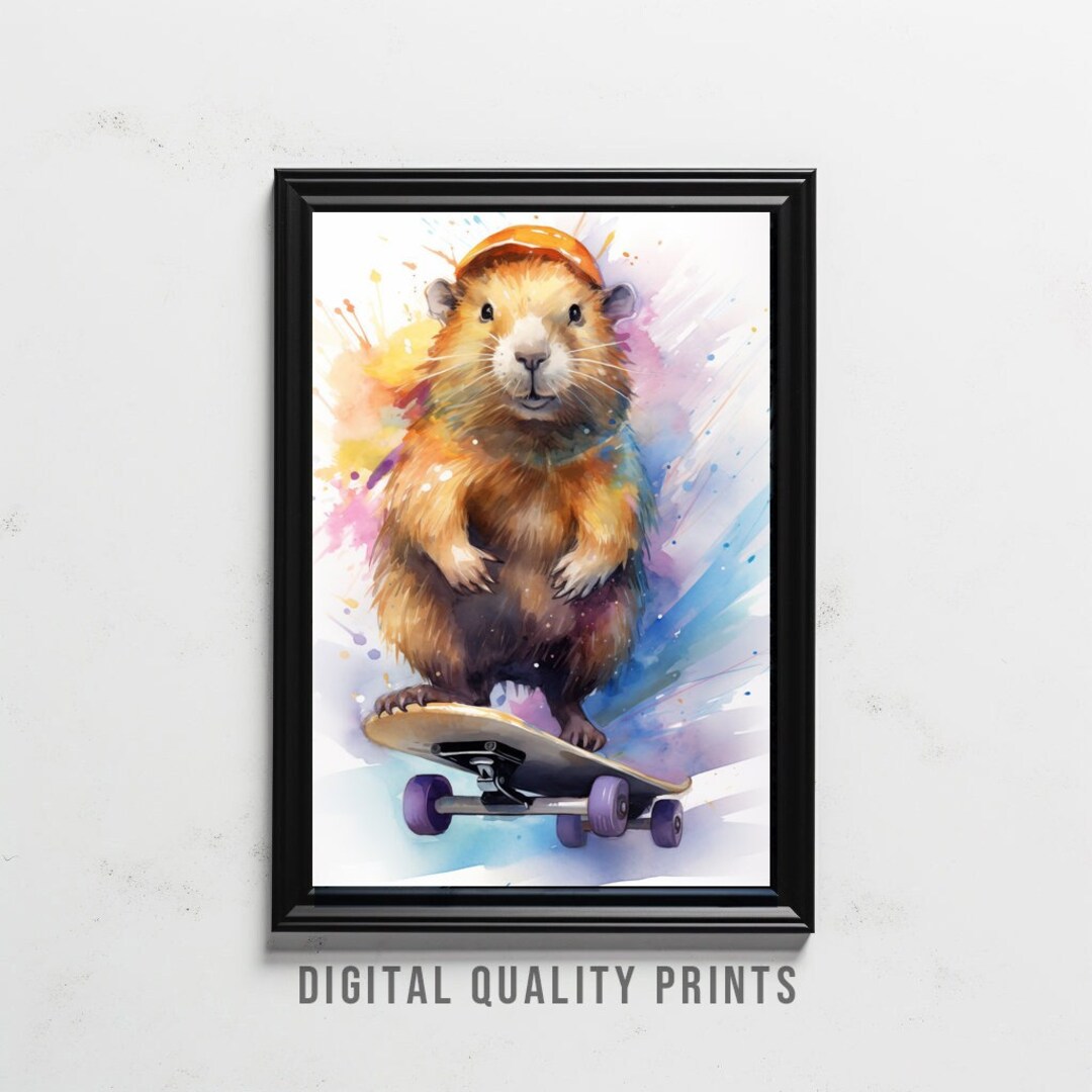 Watercolor Capybara Digital PRINTABLE Art Colorful Capybara Animal ...