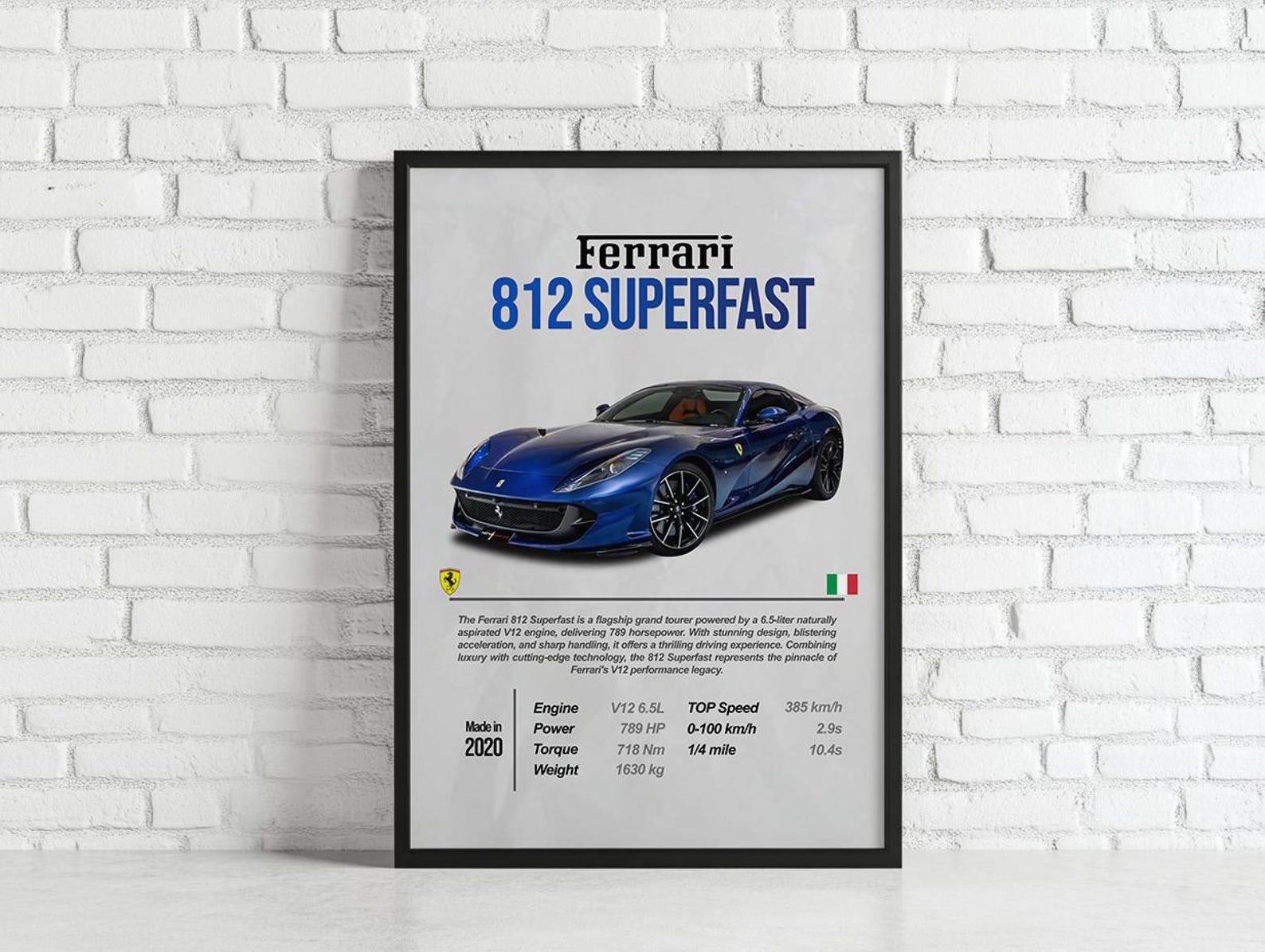 Ferrari 812 Superfast Poster, Ferrari Poster, Car Poster, Car Posters ...