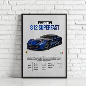 Ferrari 812 Superfast Poster, Ferrari Poster, Car Poster, Car Posters ...
