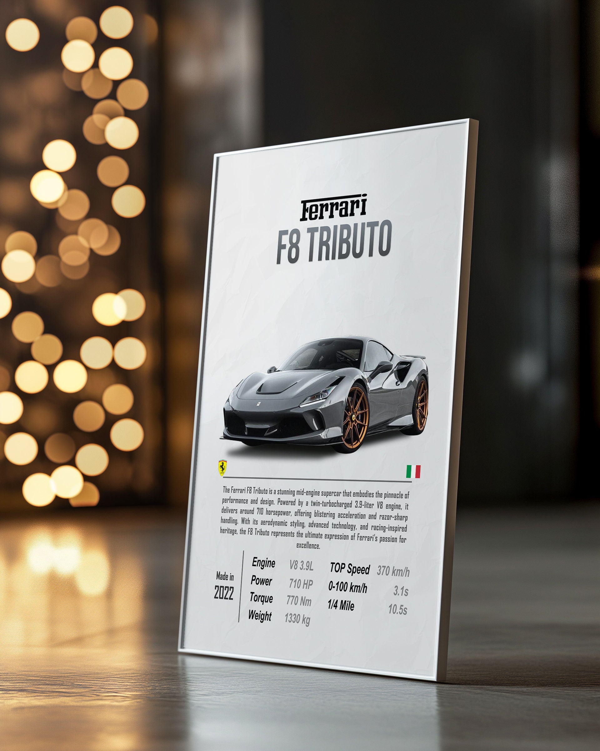 Ferrari F8 Tributo Poster, Ferrari Poster, Car Poster, Car Posters ...