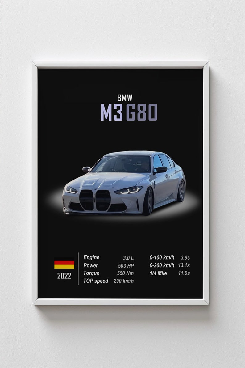 BMW M3 G80 Poster, BMW Poster, M3, Car Poster, Car Posters, Digital, Printable, Wall Art, Wall ...