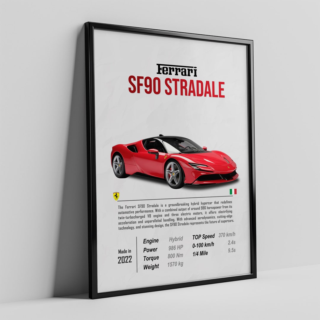 Ferrari SF90 Stradale Poster, Ferrari Poster, Car Poster, Car Posters ...