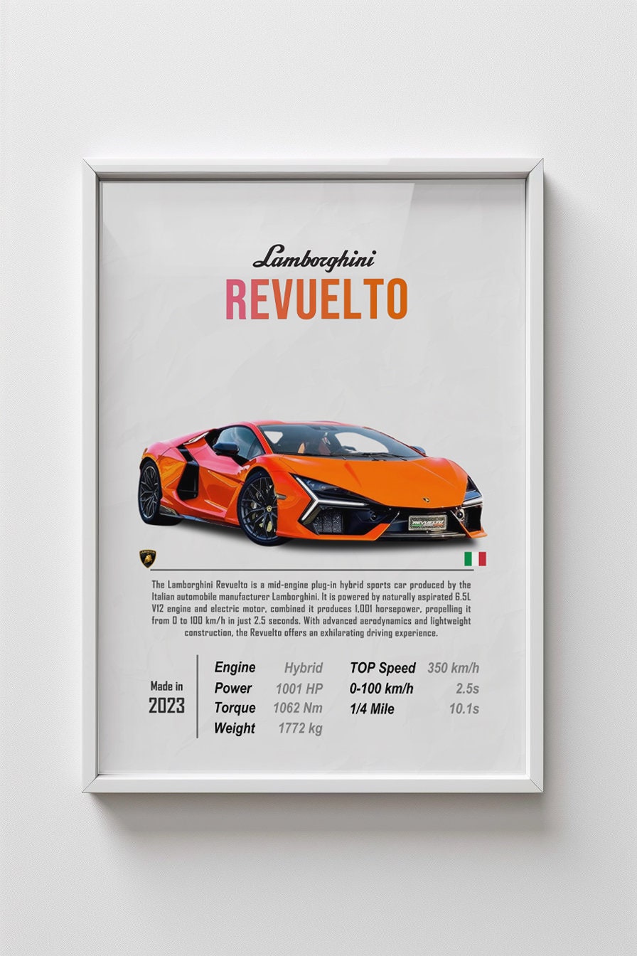 Lamborghini Revuelto Poster, Lambo Poster, Car Poster, Car Posters ...