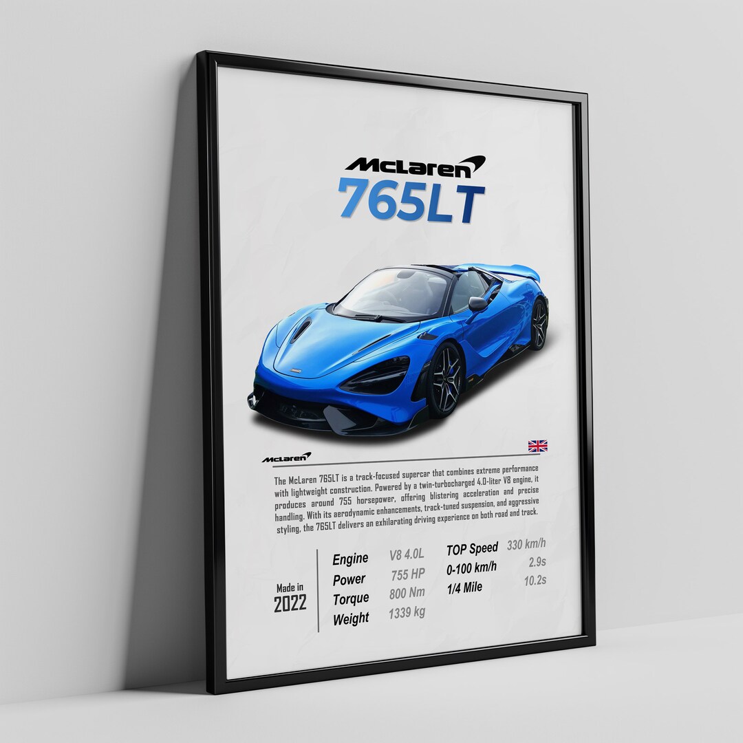 Mclaren 765LT Car Poster: Automotive Wall Art (digital Download) - Etsy