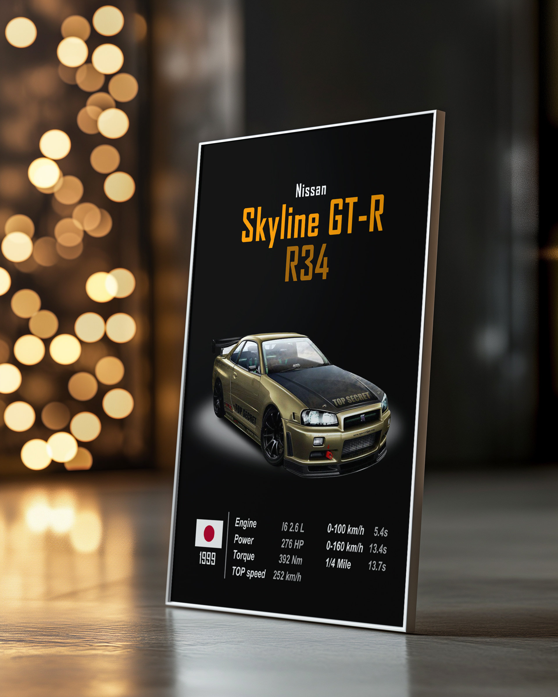 Nissan Skyline GT-R R34 Poster, GTR, Car Poster, Car Posters, Digital ...