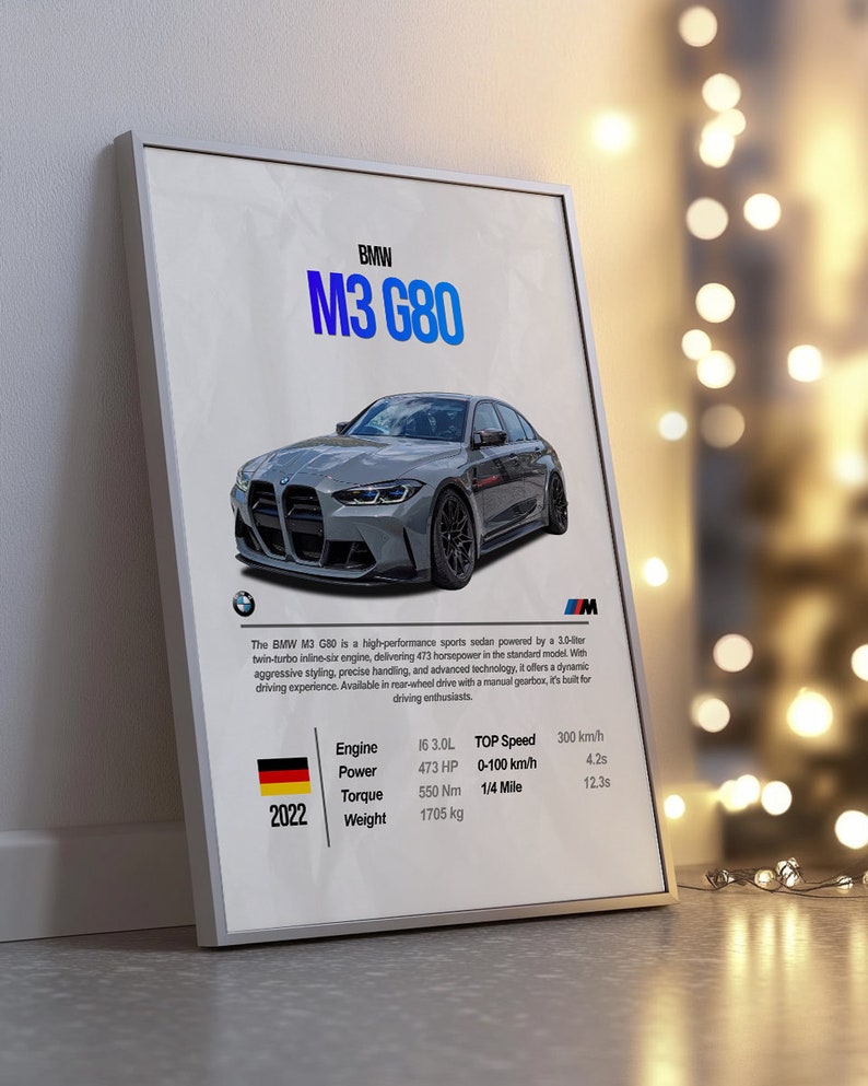 BMW M3 G80 Car Poster: Automotive Wall Art (digital Download) - Etsy