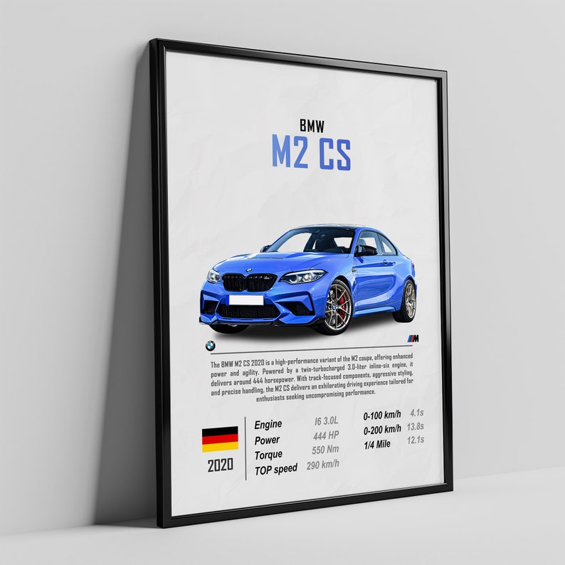 BMW M2 F87, BMW Poster, F87 Cs, BMW M2, Car Poster, Car Posters, Digital, Printable, Wall Art ...