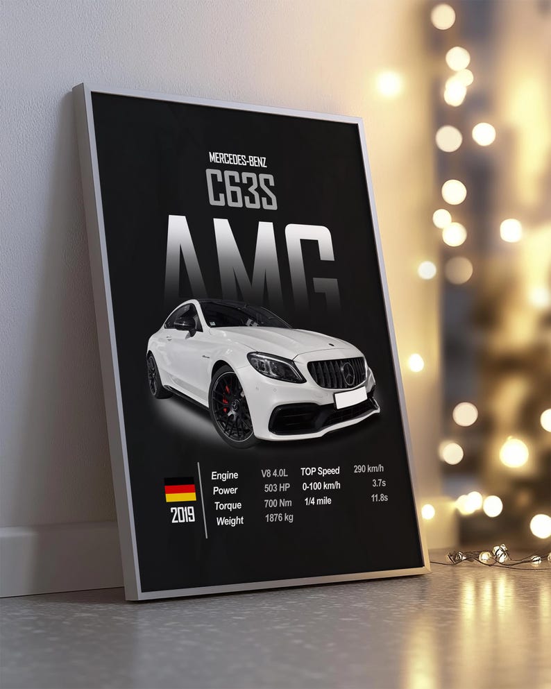 Mercedes C63S AMG Poster Digital Download | AMG Wall Art | Sport Sedan ...
