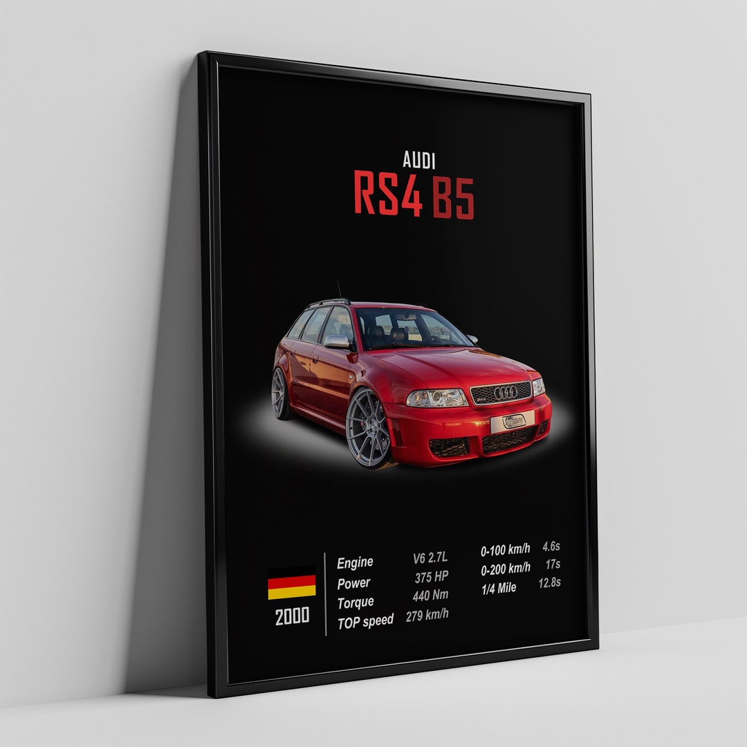 Audi RS4 B5 Poster, Audi Poster, RS4, Car Poster, Car Posters, Digital ...